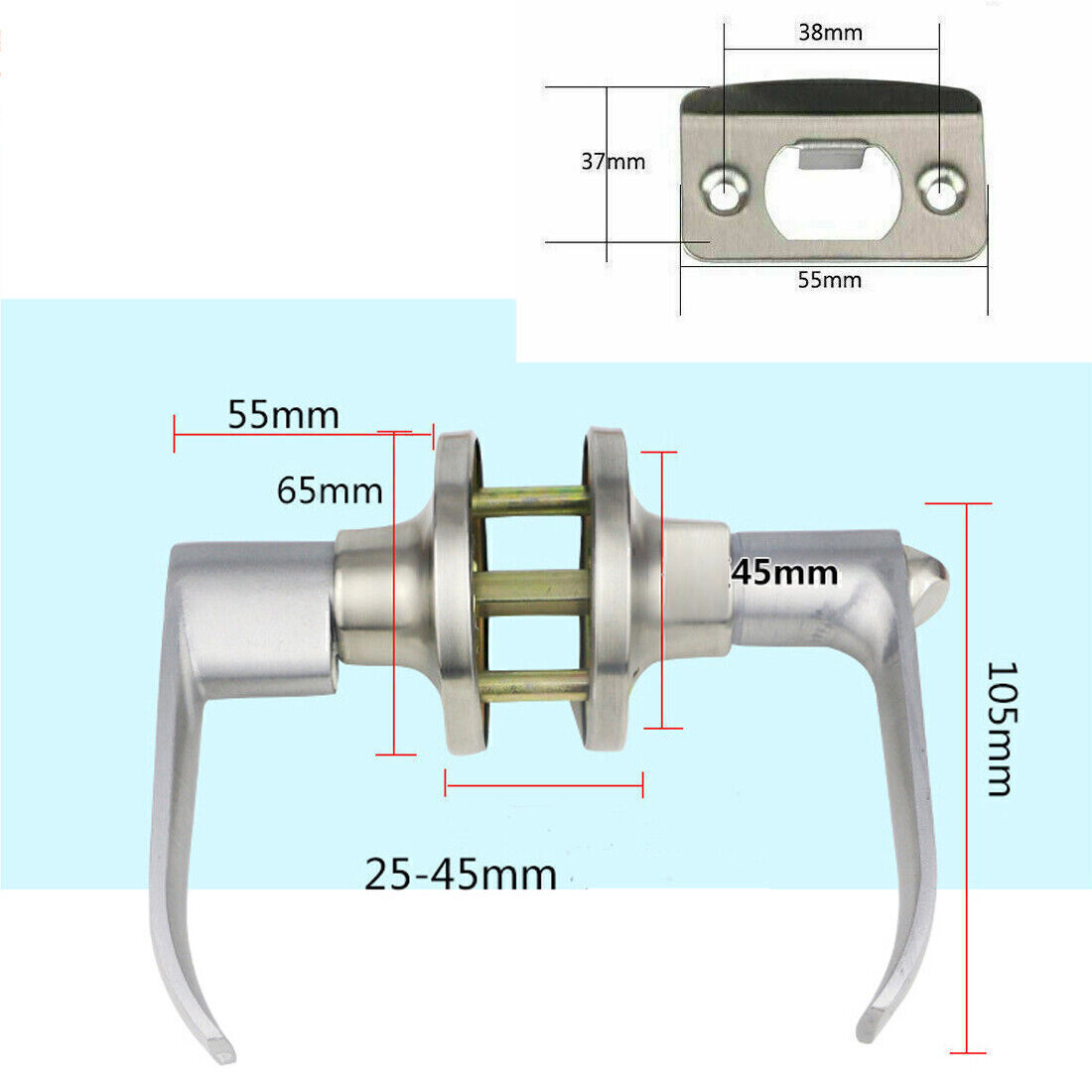 Entry Door Lever Lock Set Privacy Keyed Knob Lockset Handle+3 Keys ...