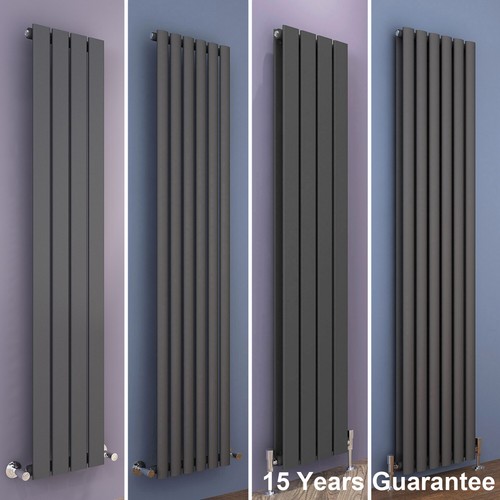 Designer Radiator Vertical Anthracite Flat Panel Oval Column Tall ...