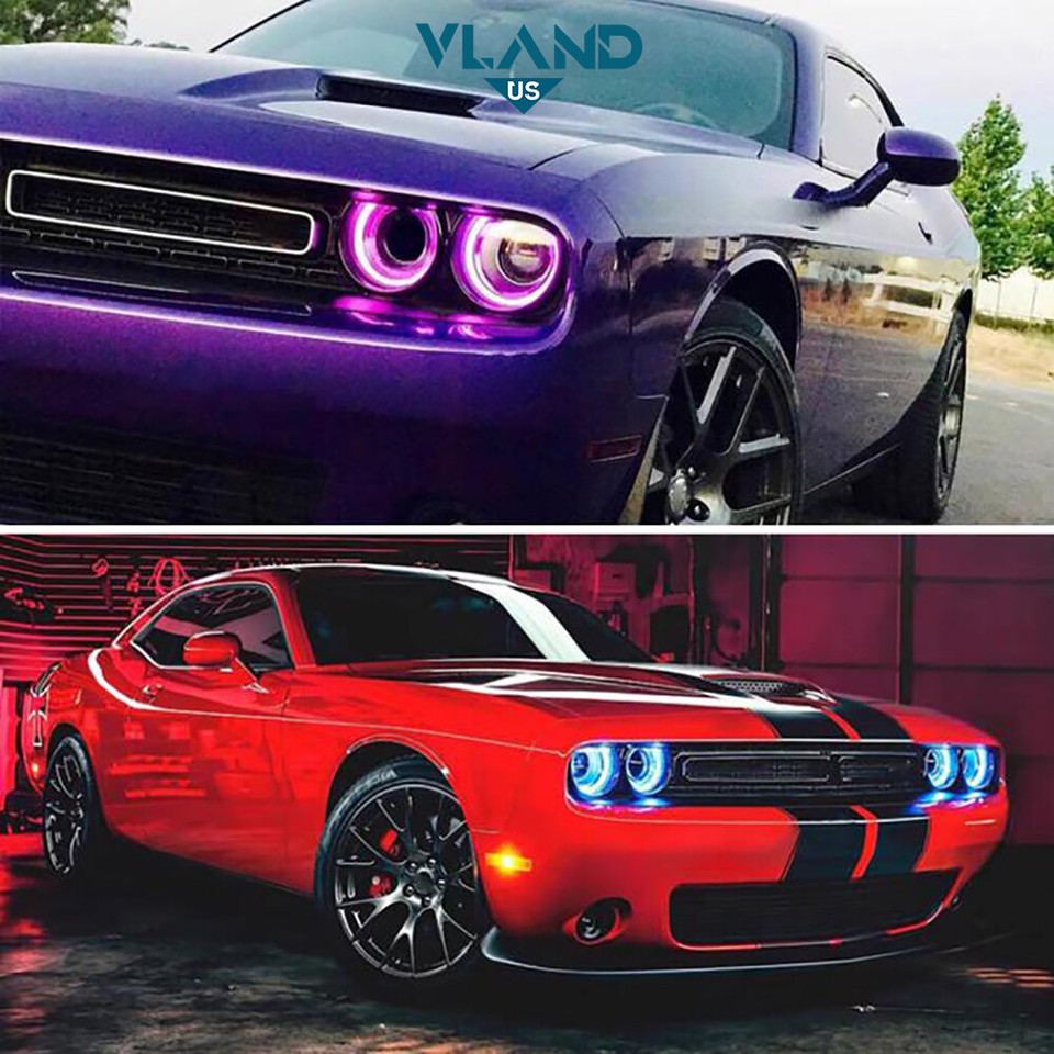 VLAND RGB LED Headlights For 2015-2022 Dodge Challenger R/T SRT Hellcat ...