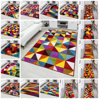Multi Coloured Rug Carpets Rainbow Design Living Room Floor Mats ...