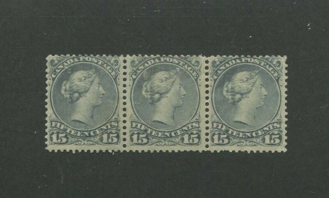 1868 Canada Postage Stamp #30 Mint Hinged F/VF Original Gum Strip of 3 ...