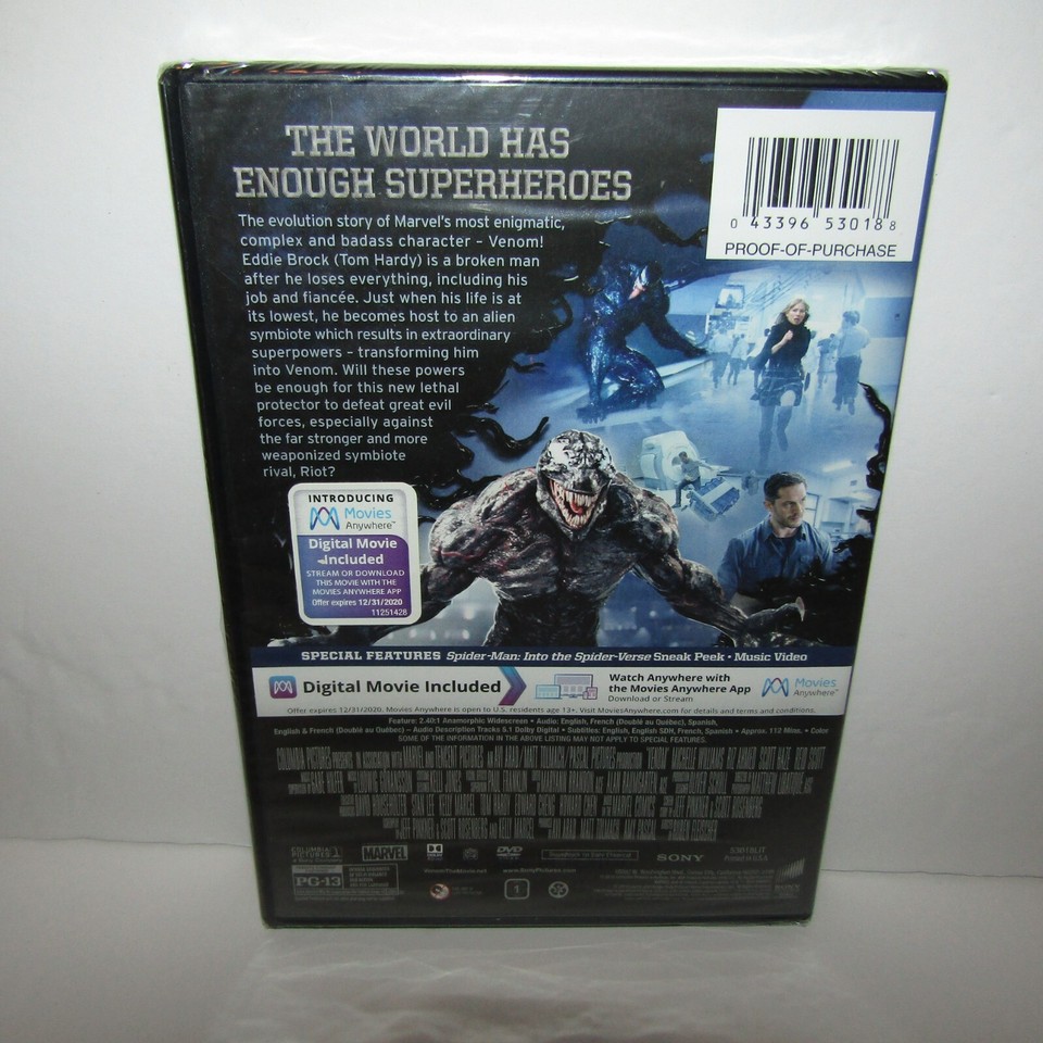 Venom (DVD, 2018) New Widescreen Expired Digital Code 43396530188 | eBay