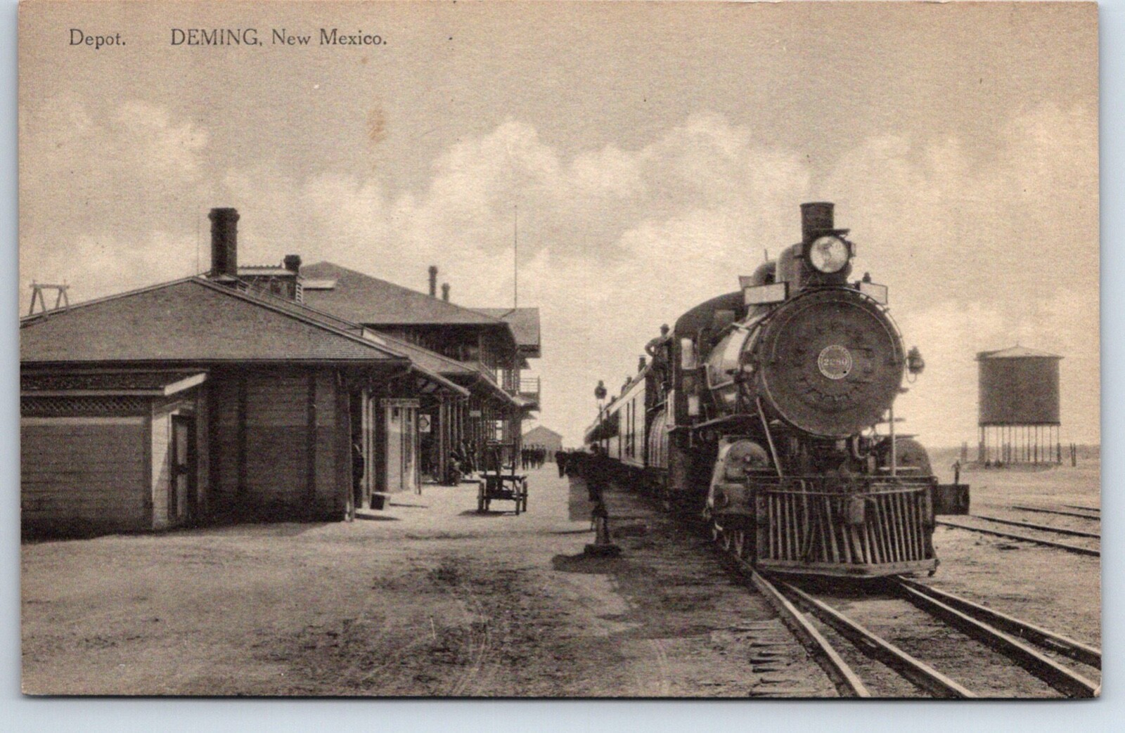 Postcard New Mexico Deming - AT & SF Railroad Depot Station Train in ...