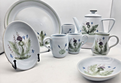 Buchan Pottery Thistleware creamer, Hor' dourves plates, Hand-Painted ...