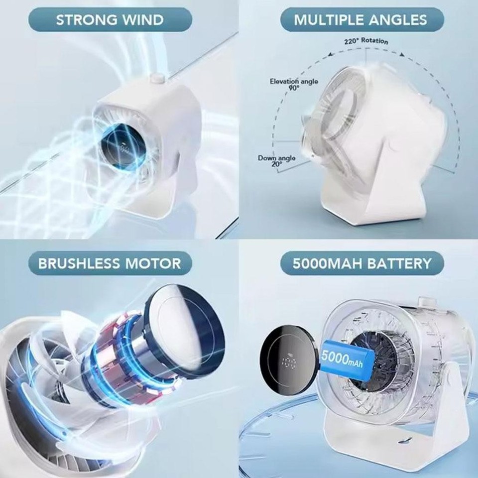 Small Desk Fan, Quiet Wall Mount Table Fan with 100 Speeds & Digital ...