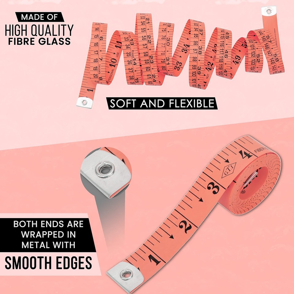 Flexible Tape Measure Pack of 2, Accurate Dual Scale Standard & Metric ...