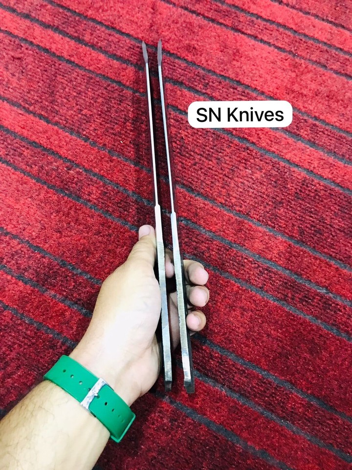 CUSTOM HANDMADE D2 TOOL STEEL HUNTING SEAX KNIFE SET OF 2-BLANK BLADE W ...