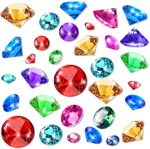 36 PCS Diving Gems Pool Toy Colorful Acrylic Diamond Fake Gems Pirate ...