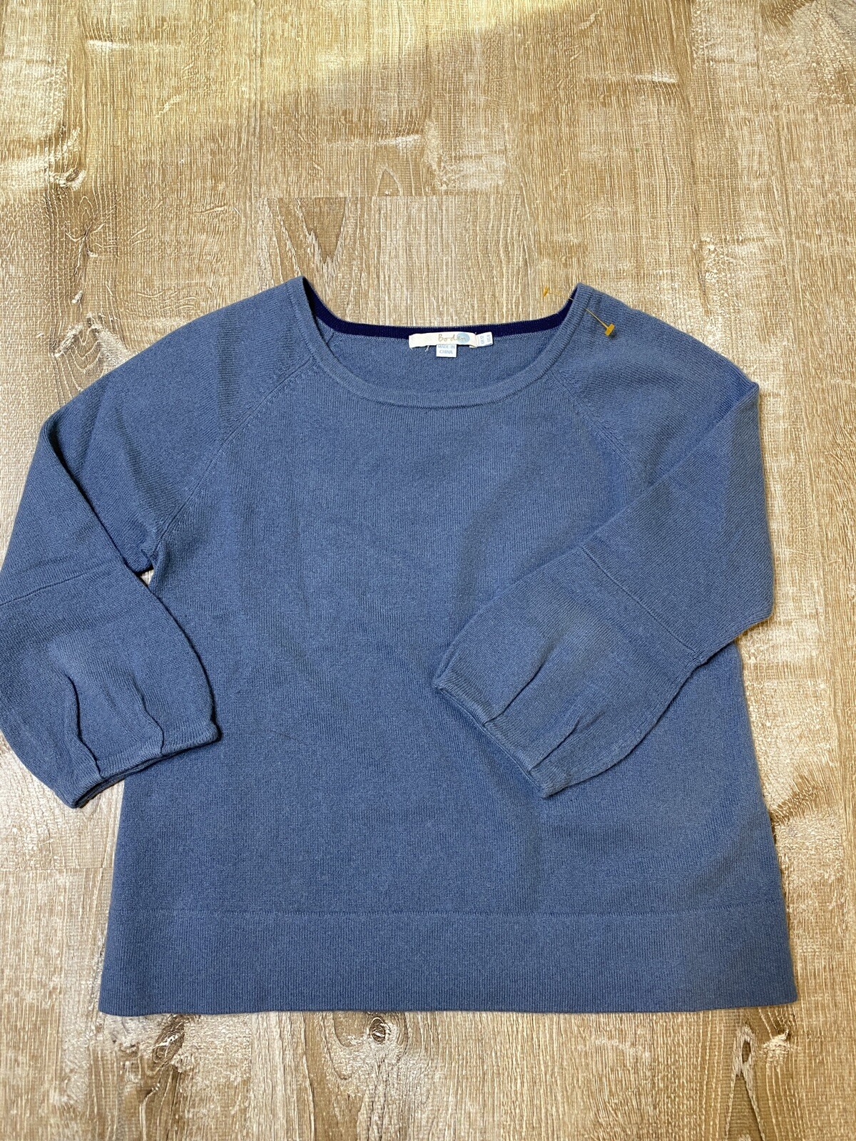 Boden Cashmere Sweater Women 8 Blue Balloon Sleeve EUC - Gem