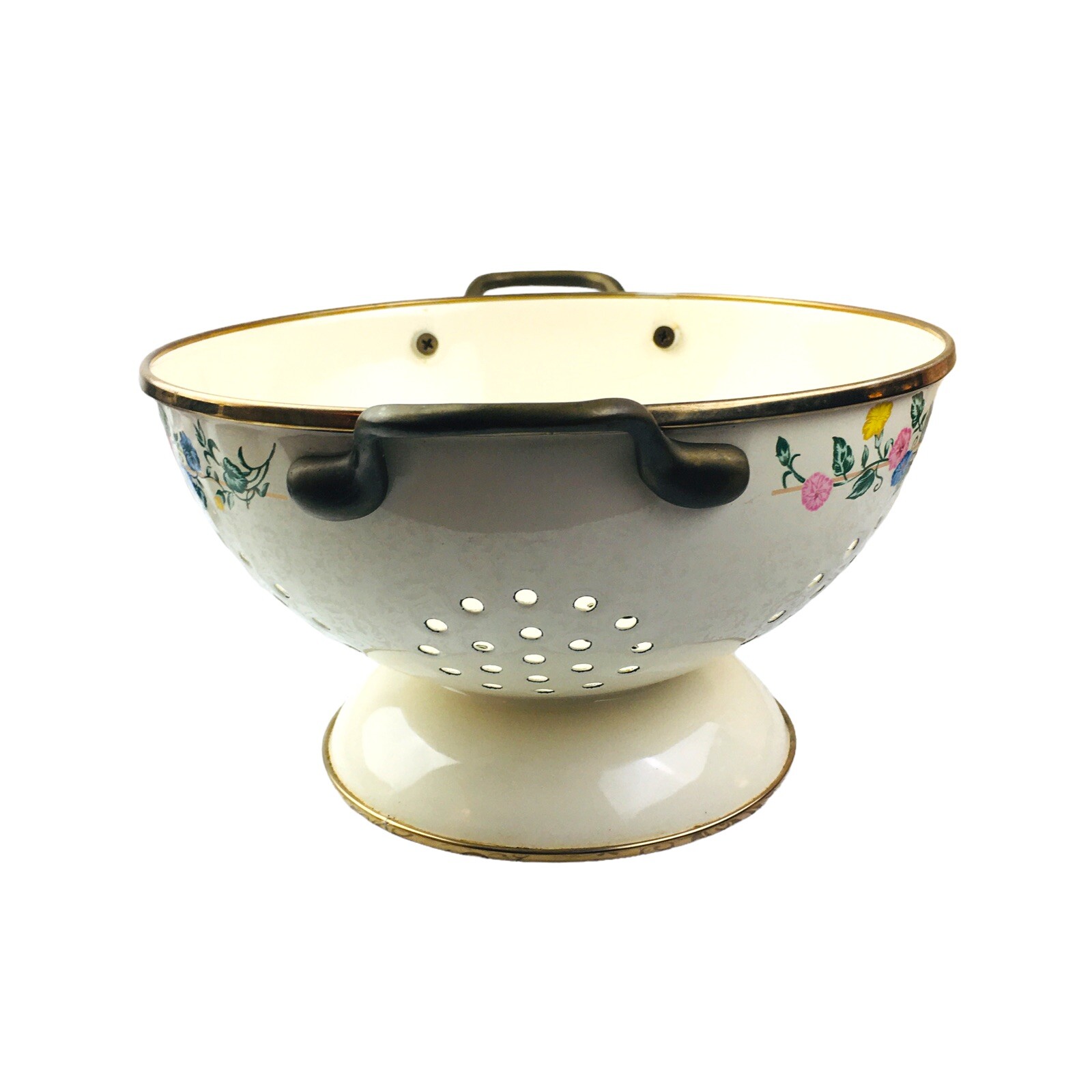 Rustic Farmhouse Primitive Vintage White Enamel Collander | eBay