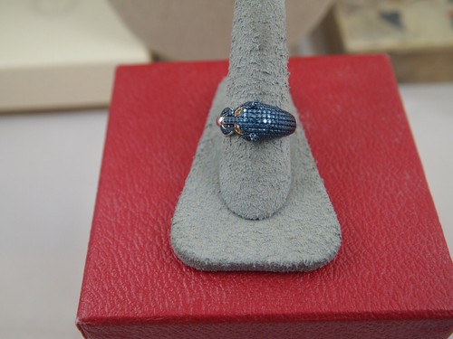 JS 925 Sterling Silver Blue Diamond w/Yellow Diamond Eyes Panther ...