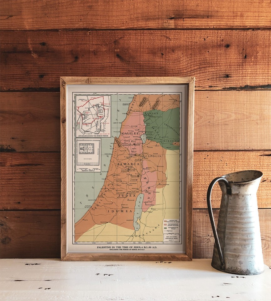 1916 Map Palestine in the Time of Christ Christianity Israel Wall Art ...