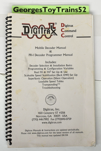 DIGITRAX DCC DIGITRAX COMMAND CONTROL MOBILE DECODER & PR-1 PROGRAMMER ...