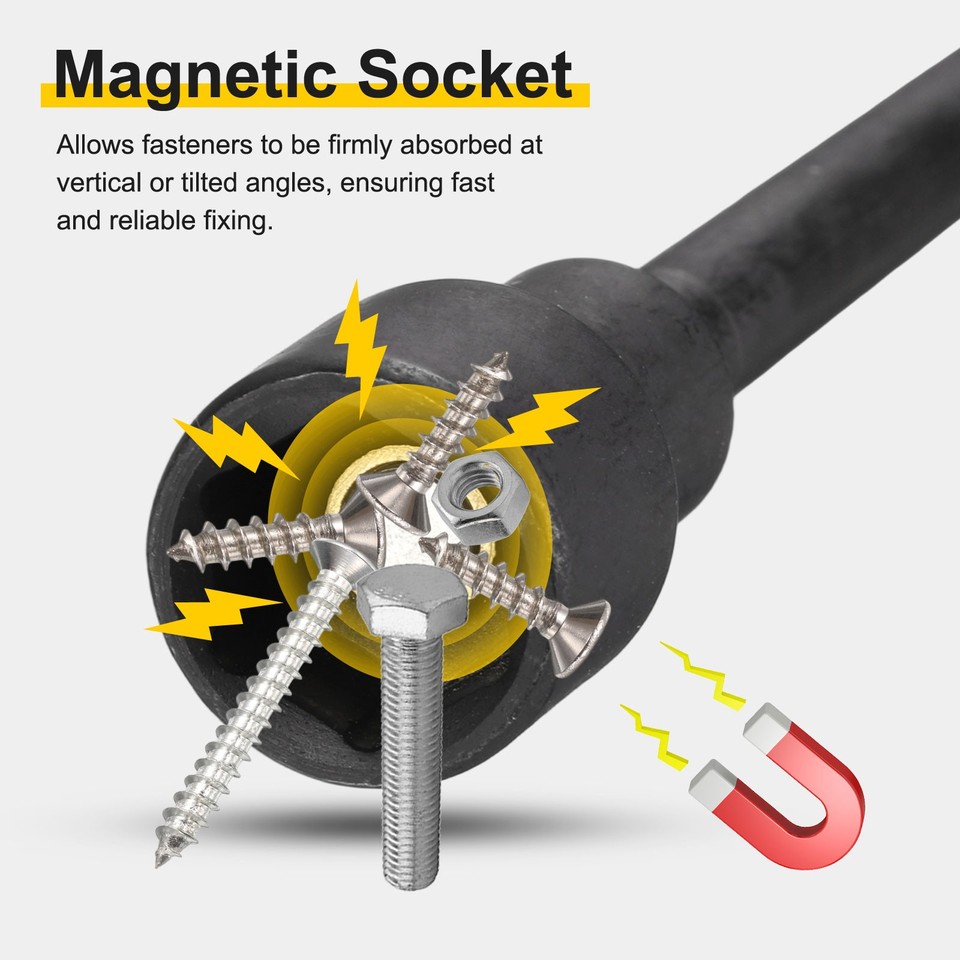 3pcs Nut Driver Drill Bits 9/32 Inch Socket 1/4" Hex Shank 3" Magnetic ...