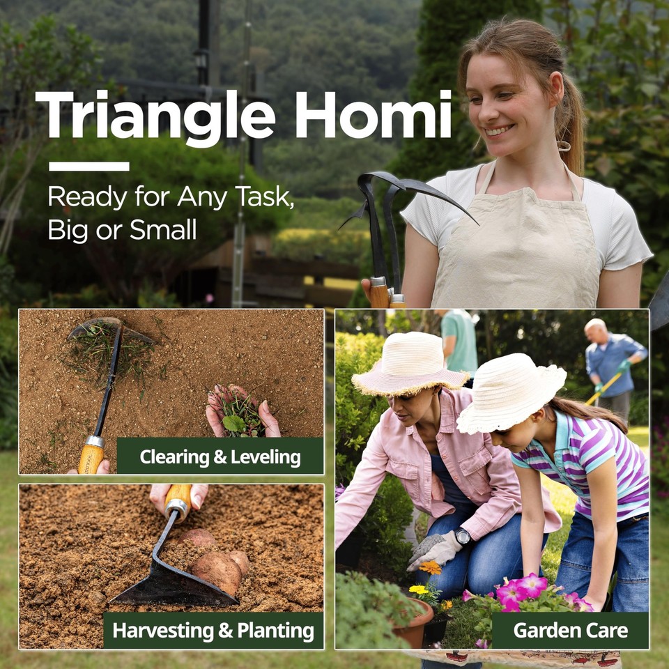 Triangle Homi Hand Hoe - Traditional Handmade Korean Garden Tool for ...