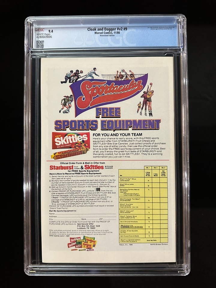 Cloak and Dagger #v2 #9 CGC 9.4 (1986) - Newsstand Edition - Terry ...