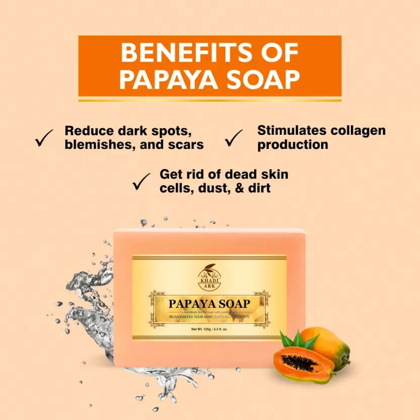 Khadi Ark Papaya Soap Handmade Soap 100% Natural No Sulfate Paraben 125 ...