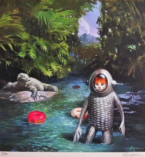 Eric Joyner "Catfish" online dating app cat lizard donut food art print ...