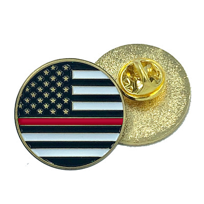 CL7-02 Thin Red Line pin police firefighter american flag fire ...
