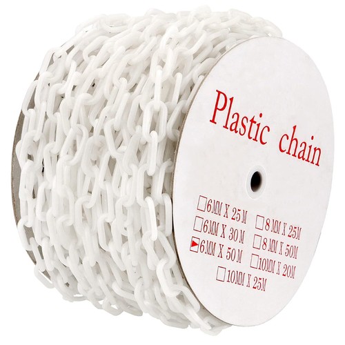 164Ft White Plastic Chain Links Crowd Control Barrier Lightweight Decor ...