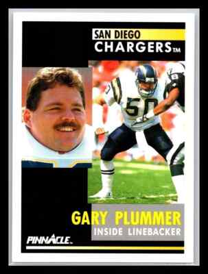 1991 PINNACLE Football #207 - GARY PLUMMER, San Diego Chargers/Inside ...