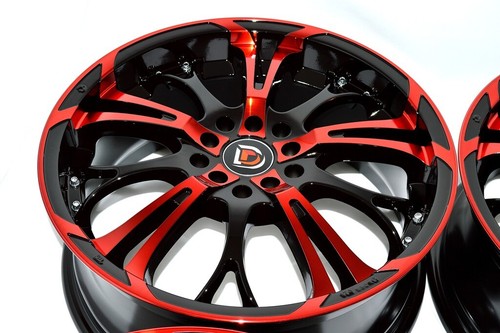 Set of 4 New 17x7 DDR R25 Black/Polished Red 17" Rims Wheels 5x108 ...