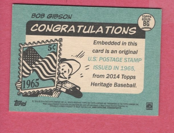 2014 Topps Heritage Bob Gibson 1965 U.S. Postage Stamp #45/50 | eBay