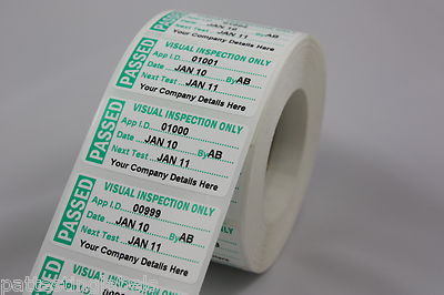 Roll 1000 Personalised Visual Inspection Labels 51 x 25mm Stickers ...