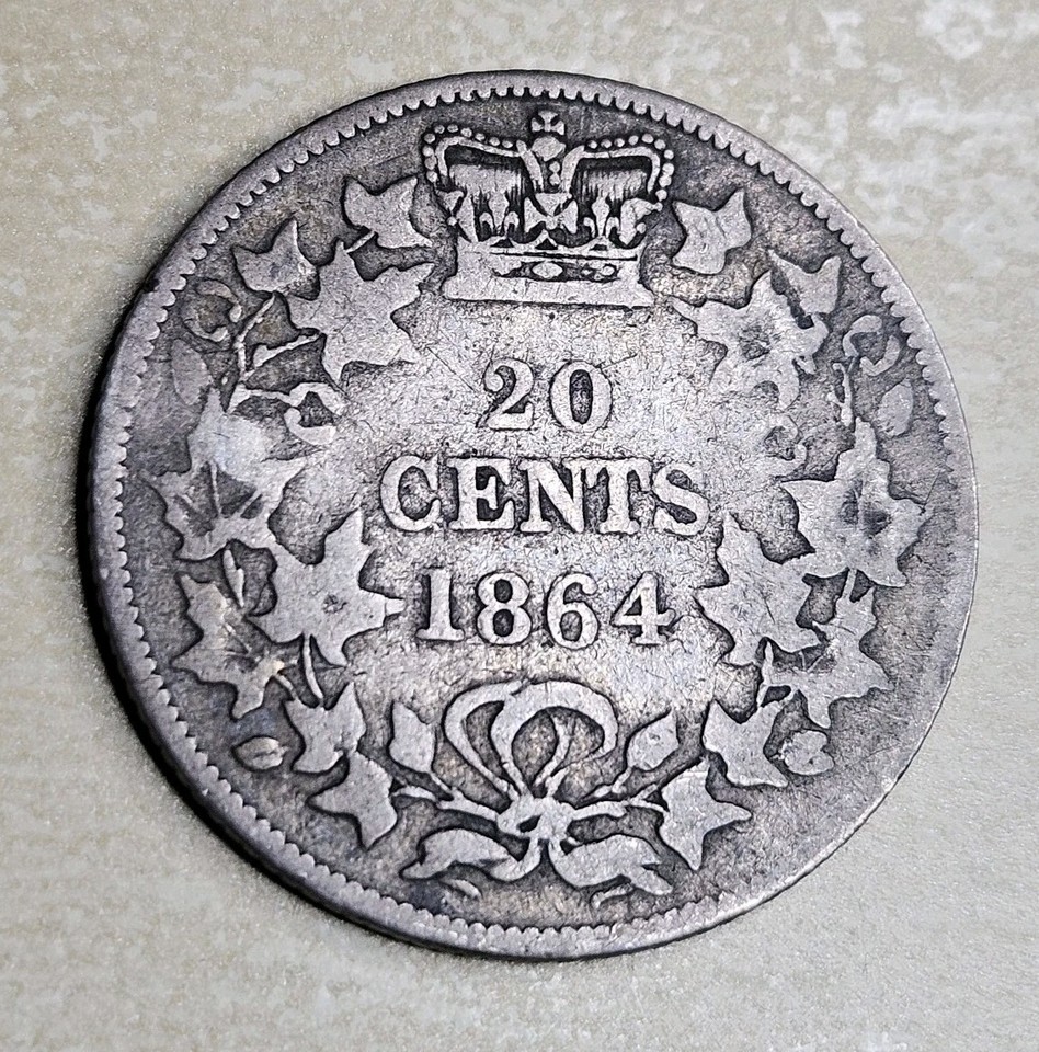 1864 New Brunswick Silver 20 Cents Very Good VG Almost Fine F Details ...