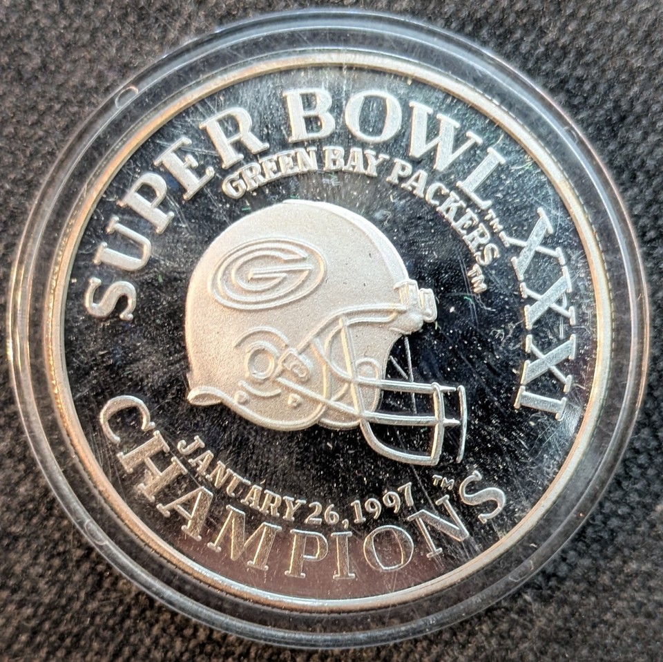 Super Bowl XXXI Limited Edition Silver Flip Coin Green Bay Packers ...