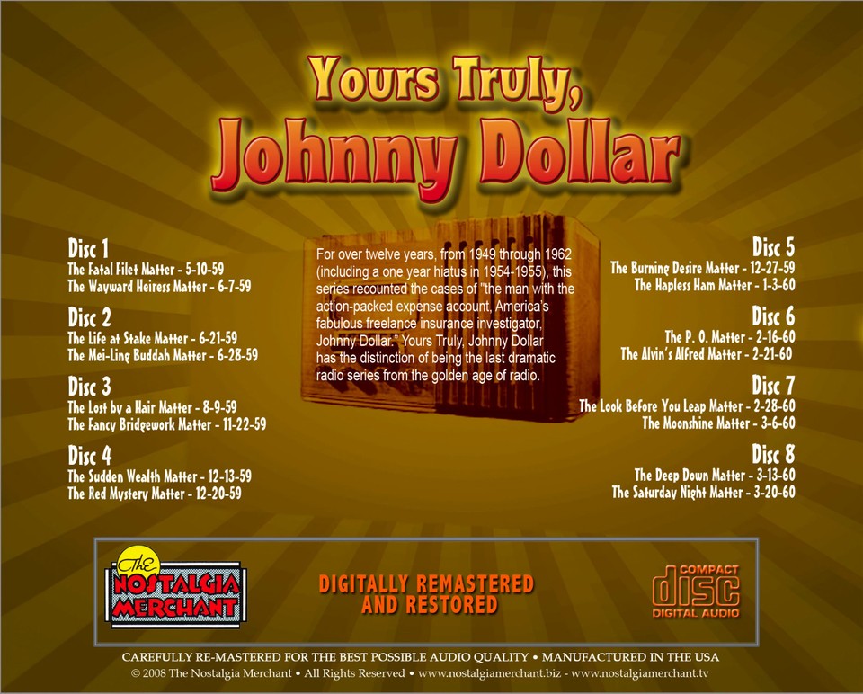 Yours Truly, Johnny Dollar - Radio Classics - Vol. 1 - Original ...