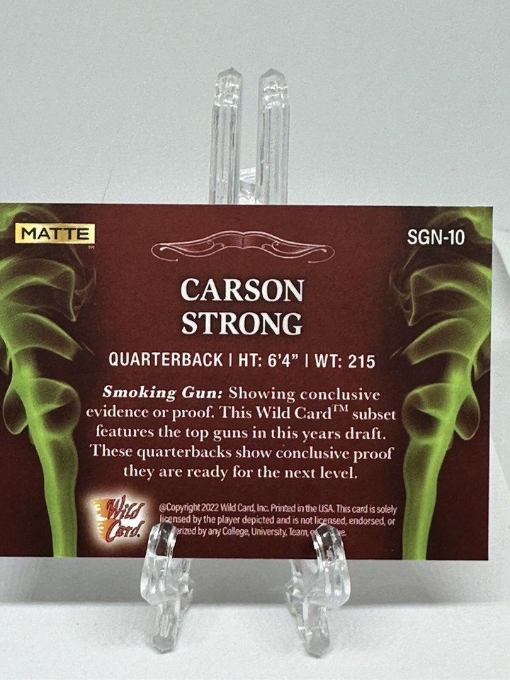 2022 Wild Card Matte Smoking Guns National Atlantic City Carson Strong ...