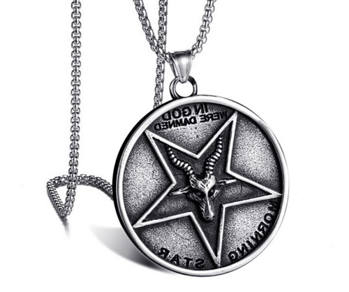 Sigil of Baphomet Pentagram Necklace Church of Satan Medallion Goat ...