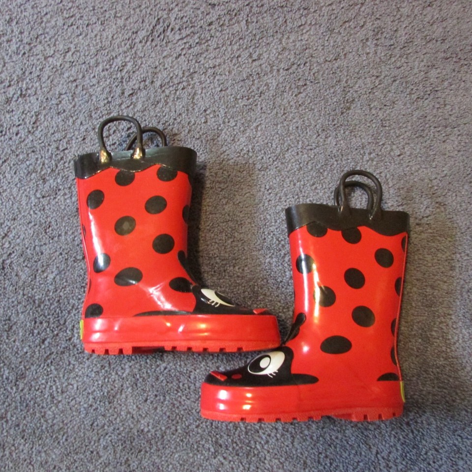 Western Chief Lady Bug Boots Childrens 8 Rubber Rain Boots with Straps ...