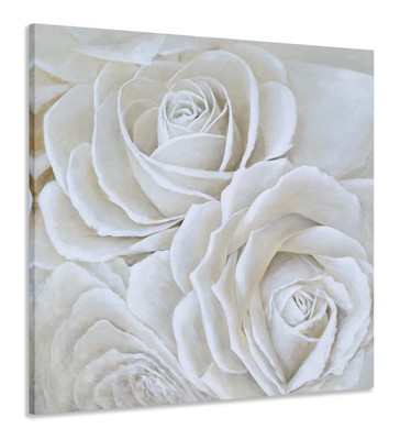 Yihui Arts White Flower Canvas Wall Art with Textured - Square Artwork ...