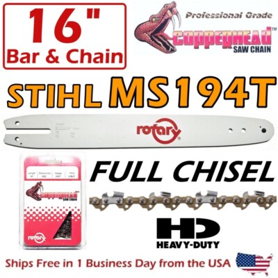 COPPERHEAD 16" Bar & FULL CHISEL PRO Chain Combo for STIHL MS194T 63PS ...
