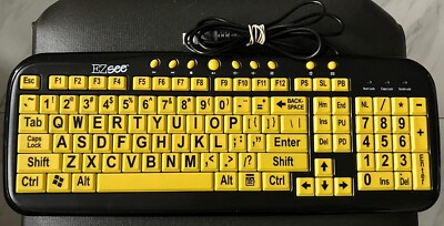 Ezsee Low Vision Wired Keyboard Large Print Yellow Keys USB | eBay