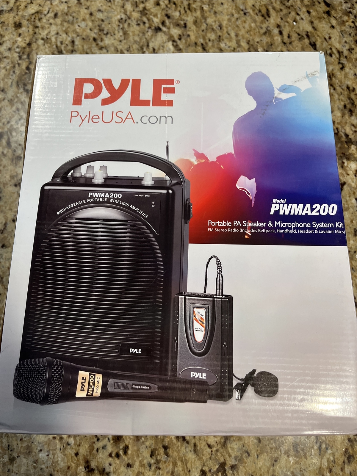 Pyle Pro Audio PWMA200 Rechargeable Pa System W/ Wireless Lavalier ...