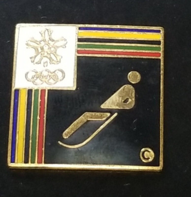 Hat Lapel Pin 1988 Winter Olympic Pictogram Luge Symbol | eBay