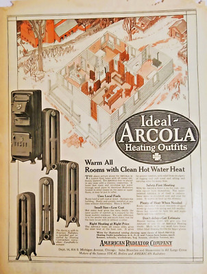 1921 American Radiator ARCO Chicago Ideal ARCOLA Home Heating Art Ad | eBay