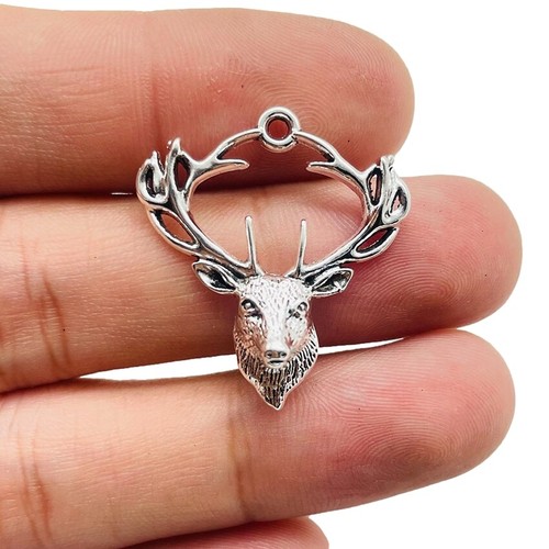 6pcs Deer Head Antique Silver Charms Pendants For Jewelry Making 28 ...