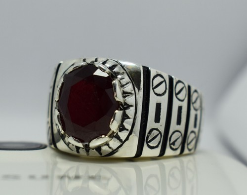 Pigeon Blood Red Ruby Ring Mens Bague Real Stone Ring Jewellery ...