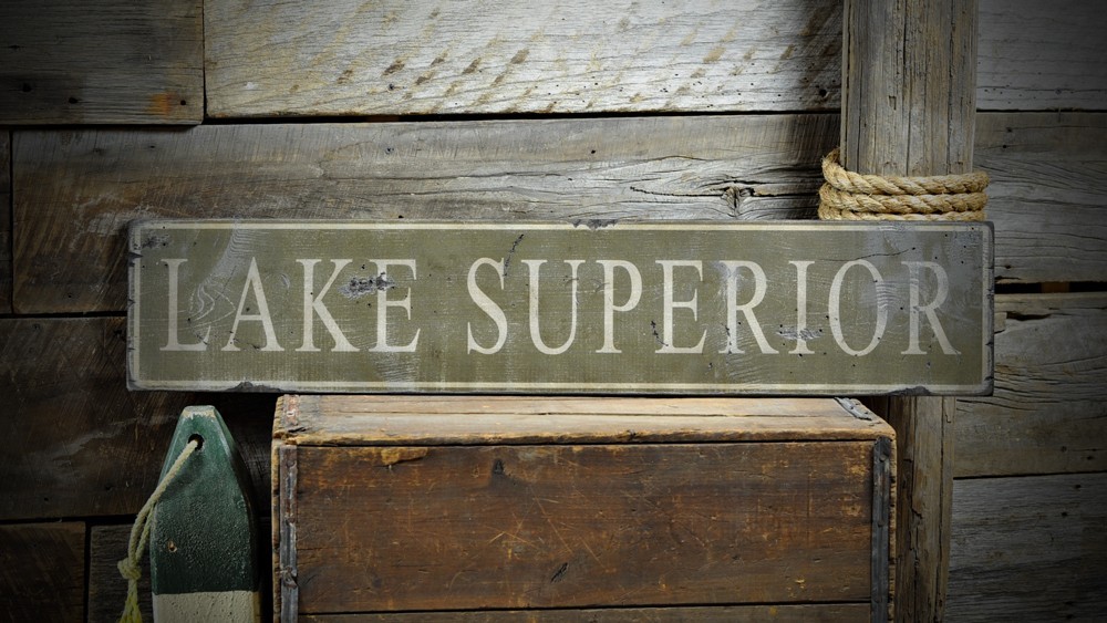 Custom Distressed Lake Superior Sign -Rustic Hand Made Vintage Wooden ...