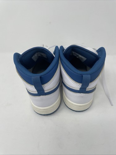Jordan 1 Mid SE (PS) Kid’s Size 1Y Shoes White/Industrial Blue-Sail Pre ...