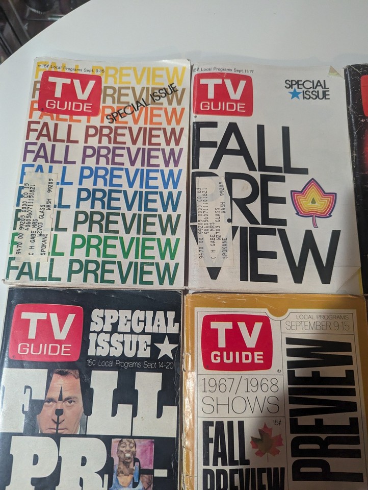 Lot of 9 - TV Guide Fall Preview guides 1964 to 1972, Vol 12 to Vol 20 ...