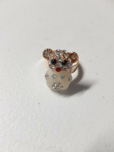 Ring - Koala Teddy Bear Gold White Pearl Rhinestone Adjustable Costume ...