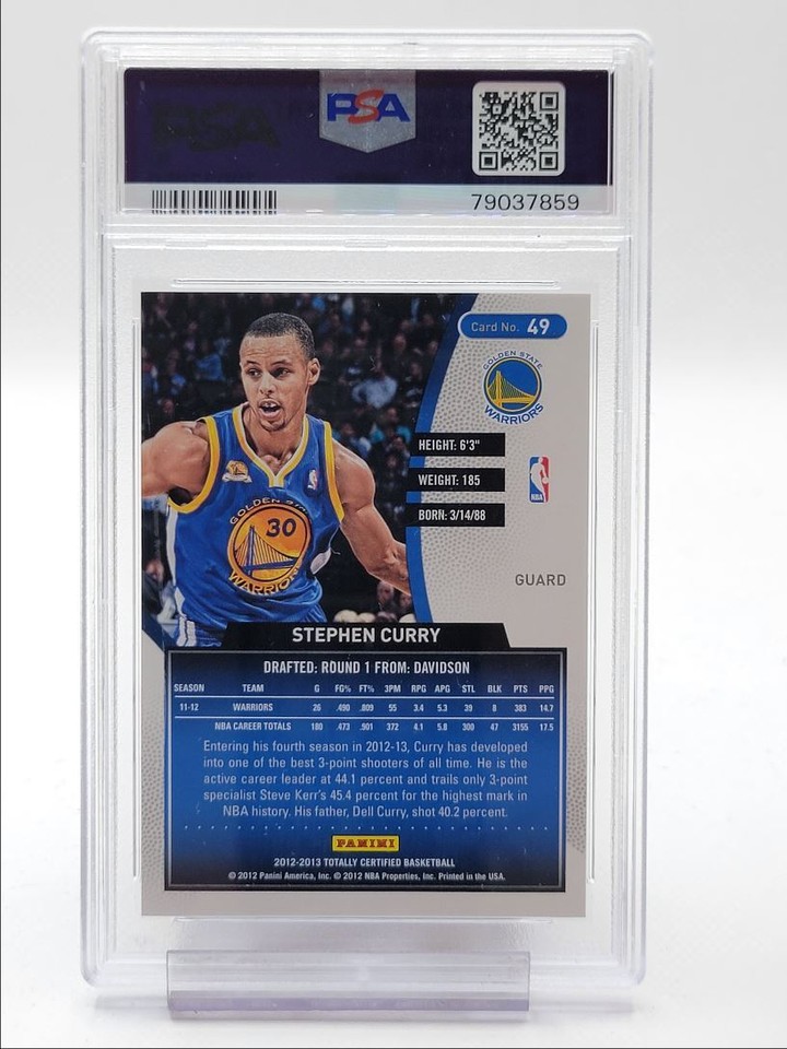 STEPHEN CURRY 2012-13 TOTALLY CERTIFIED TOTALLY BLUE /299 PSA 10 Q0170 ...