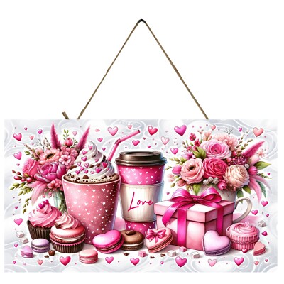 Valentine's Day Coffee Hanging Wall Sign, Wood Sign, Door Hanger ...