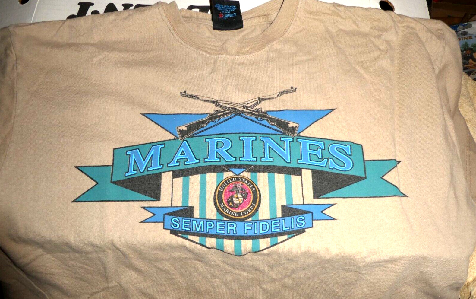 1 VINTAGE USMC-Semper Fidelis Marine Corps Logo T-Sh… - Gem