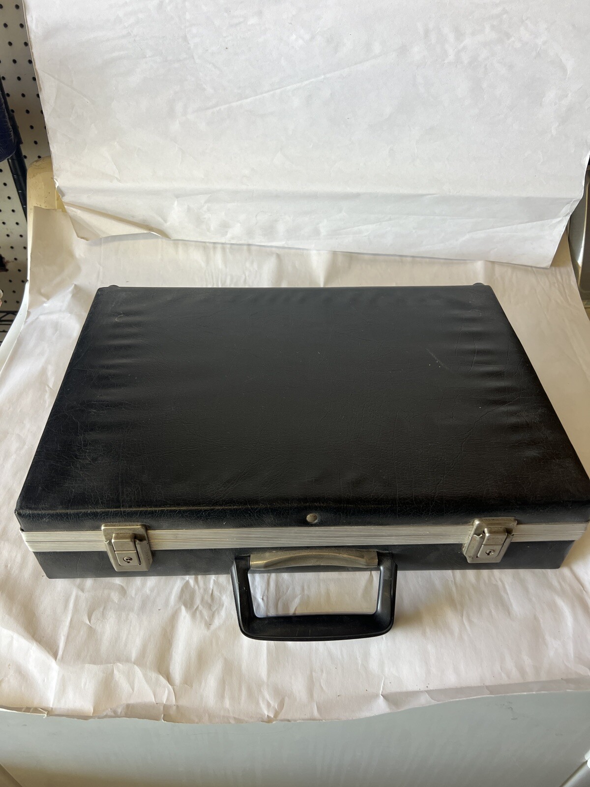 Vintage Delaware Luggage Government Issue Briefcase Black Hardshell 60s ...